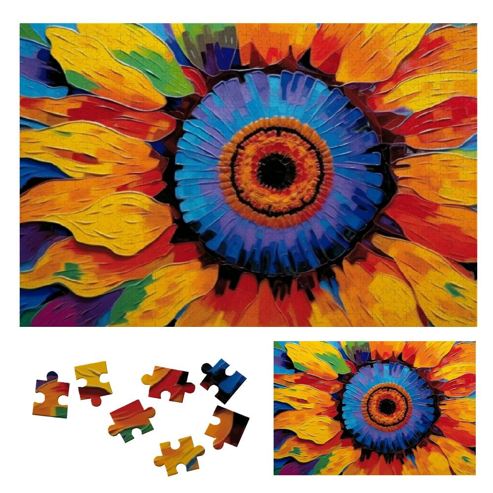 Shiartex Sunflower Puzzles for Adults, Colorful Gradient Flower Puzzle ...