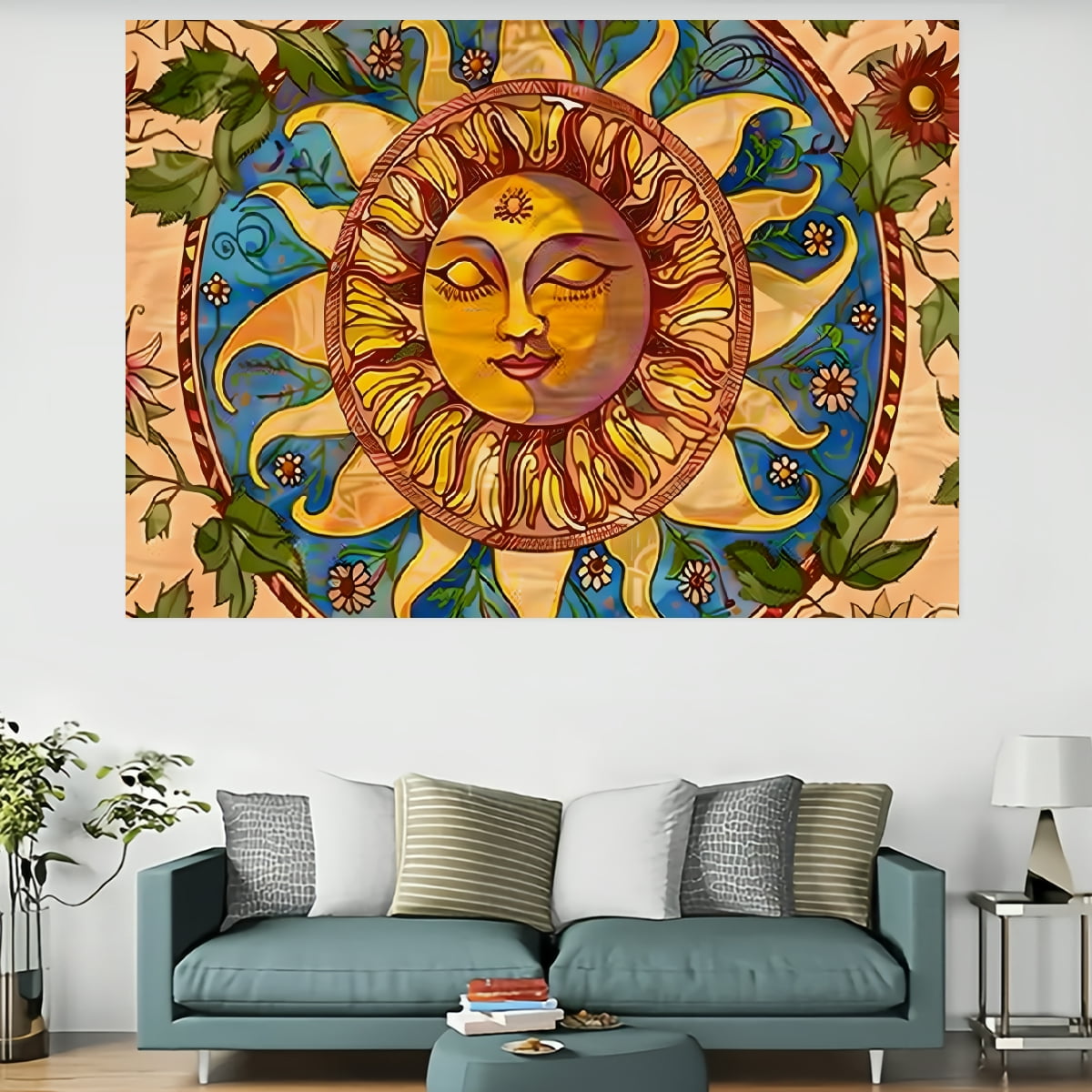 Shiartex Sunflowers Leaves Metaphysical 100% Polyester Tapestry Wall ...