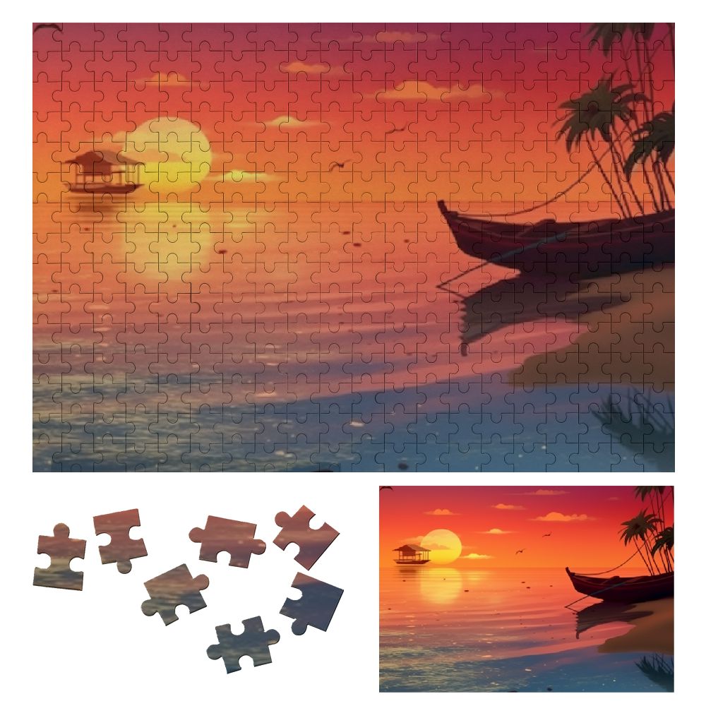Shiartex Sunset Beach Boat Wooden Jigsaw Puzzle for Adults and Kids ...