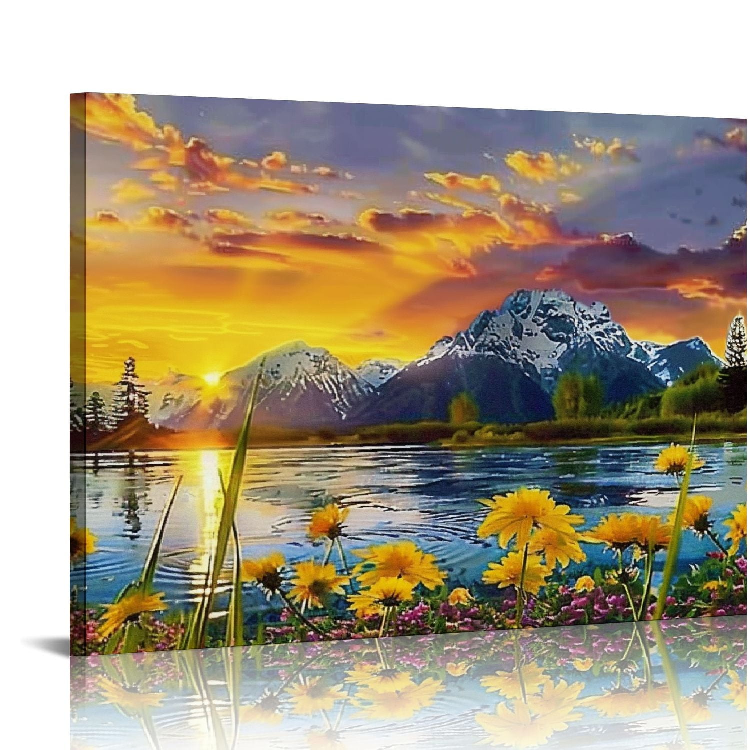 Shiartex Sunset Sunrise Mountain Canvas Wall Art Nature Landscape ...