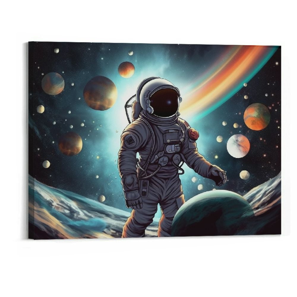 Shiartex Surfing Man canvas wall art,Galaxy Space Man Room Decor For ...