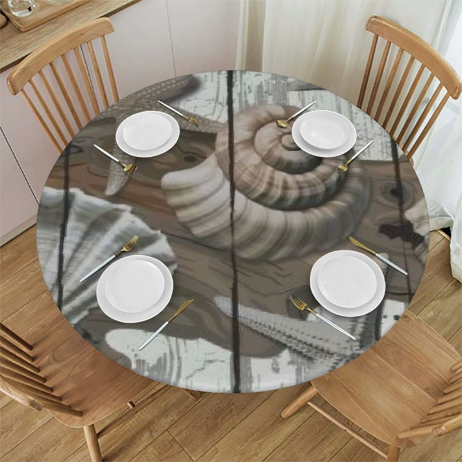 Shiartex Table Round Cover Elastic Edged Tablecloth, Retro Summer ...