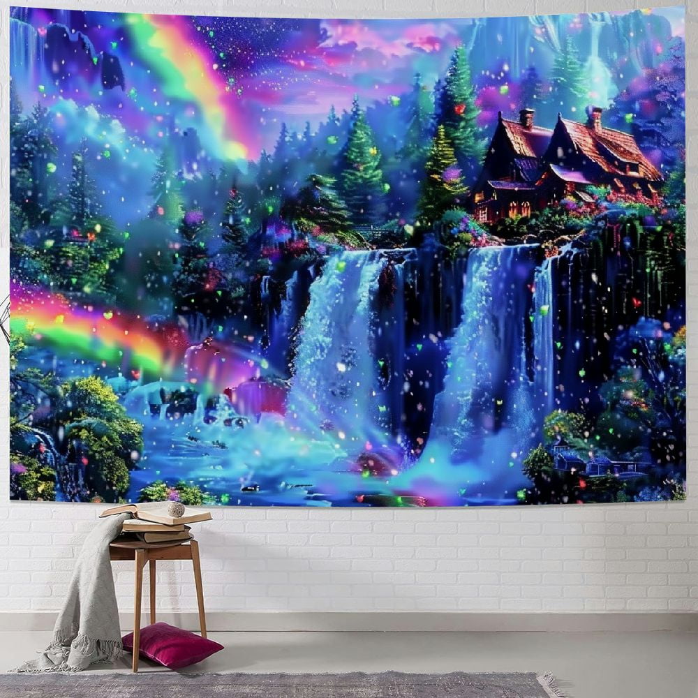 Shiartex Tapestry Fantasy Forest Tapestry Reactive Waterfall Rainbow ...