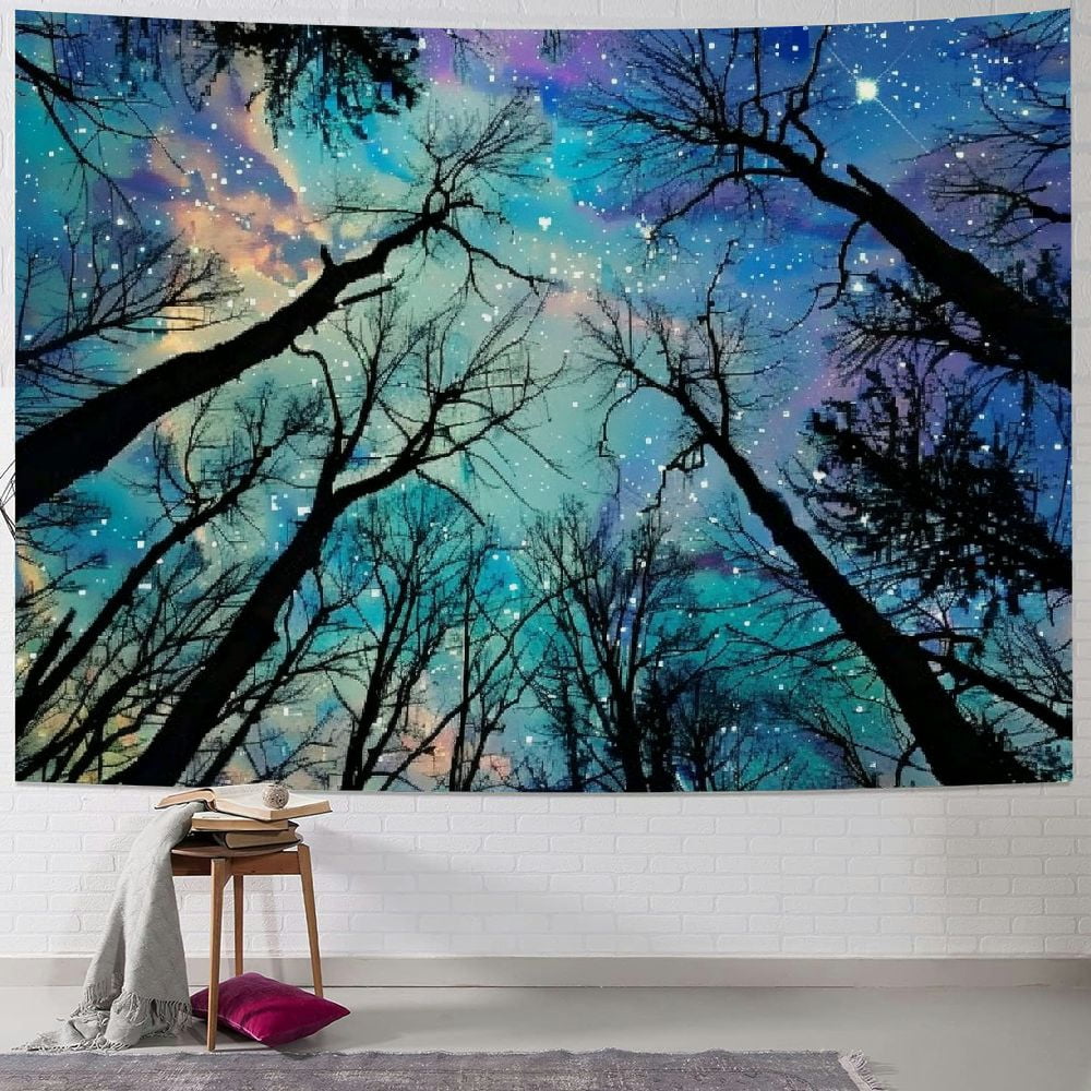 Shiartex Tapestry Forest Starry Scenery Tapestry Wall Hanging, Night ...