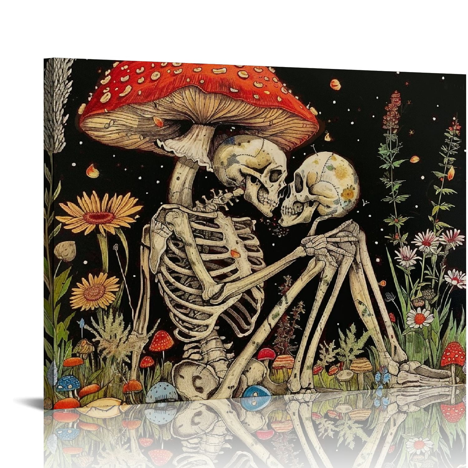 Shiartex Tarot Wall Art Prints, Skeleton Mushroom Gothic Wall Art Decor ...