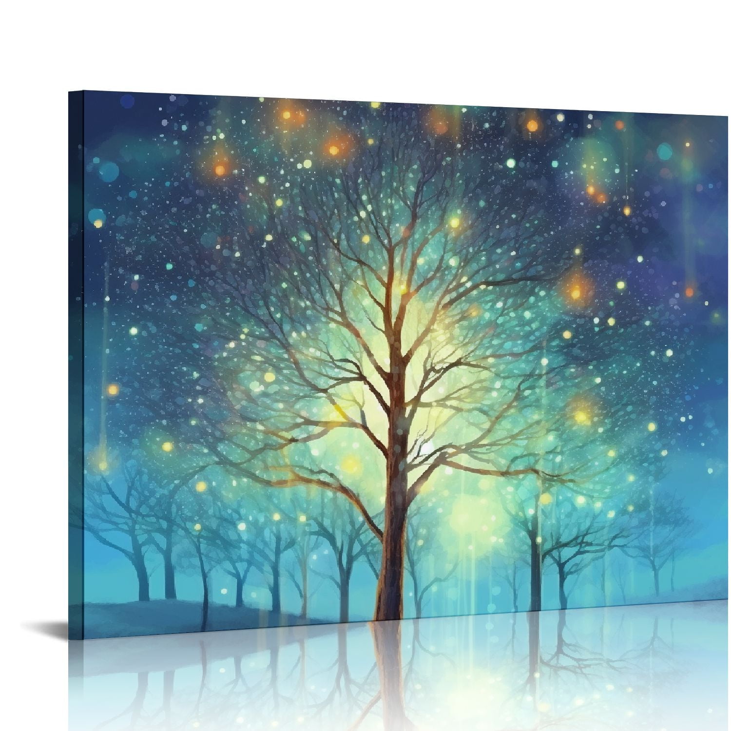 Shiartex Teal Tree Wall Art Decor Tree of Life Modern Abstract Canvas ...