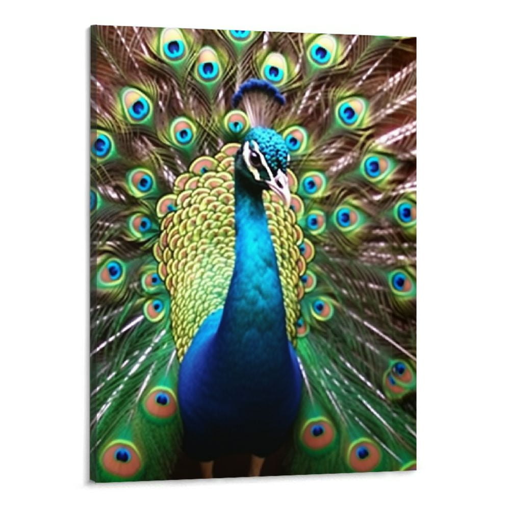 Shiartex The Peacock Canvas Prints Wall Art Green Animals Pictures ...