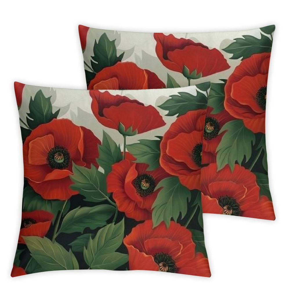 Shiartex Throw Pillow Cover Red Poppy Flowers Plant Beautiful ...