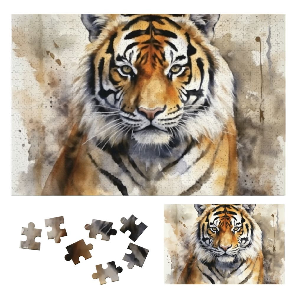 Shiartex Tiger Print Wooden Jigsaw Puzzle Challenging Difficult Wood ...