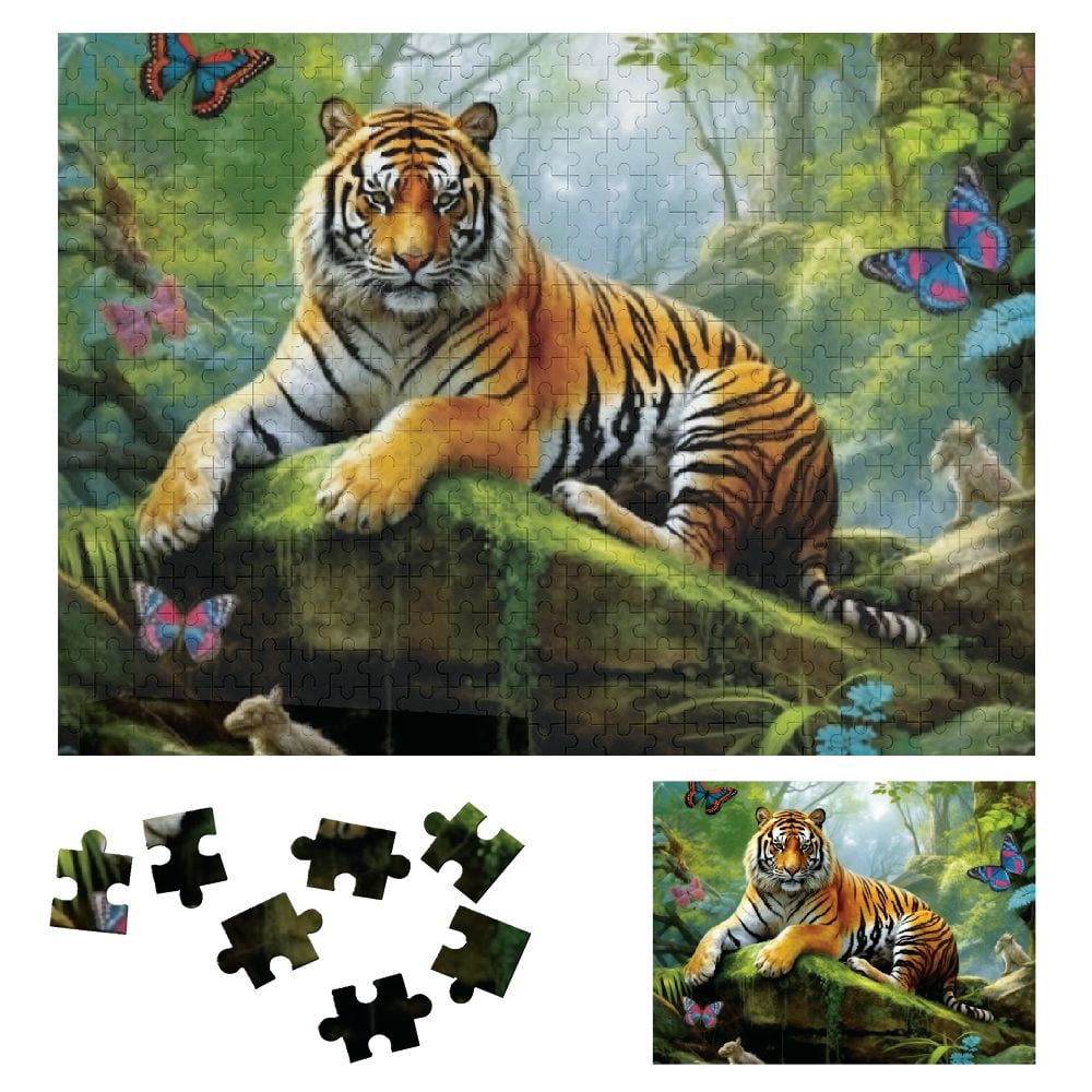 Shiartex Tiger Rock Forest Print Wooden Jigsaw Puzzle Challenging ...