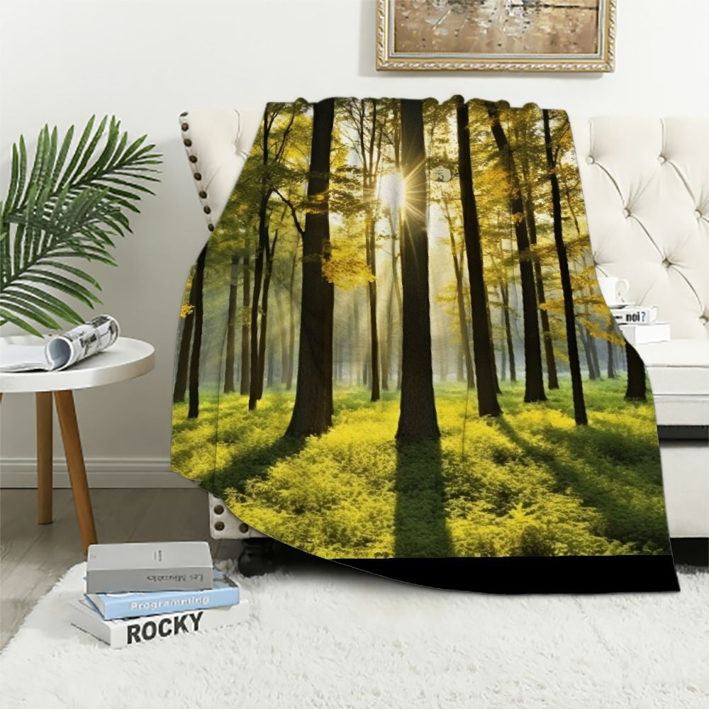 Shiartex Trees Grass Sunlight Print Throw Blanket for Kids and Adults ...