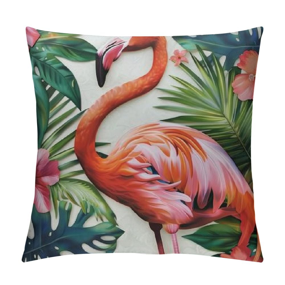 Shiartex Tropical Flamingo Print Throw Pillow Covers Fashion Throw ...