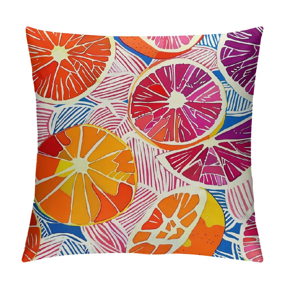 Shiartex Tropical Fruits Pillow Covers Summer Theme Red Pomelo Texture ...