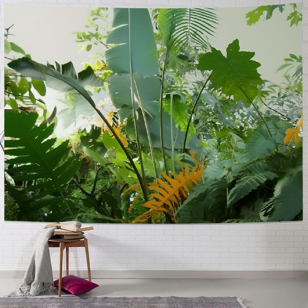 Shiartex Tropical Green Plant Tapestry Wall Hanging, Palm Tree Leaves ...