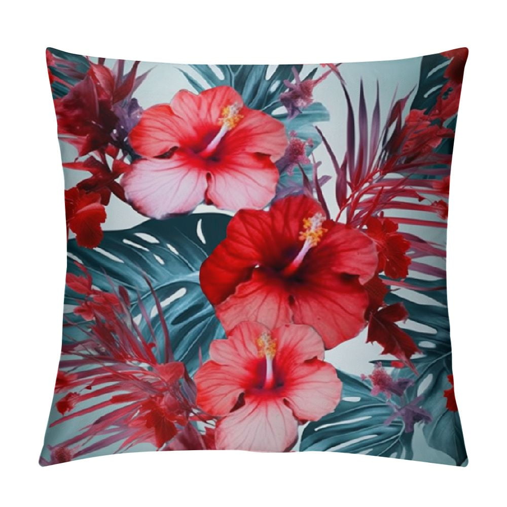 Shiartex Tropical Leaves Green Leaf Throw Pillow Covers,Hawaiian ...