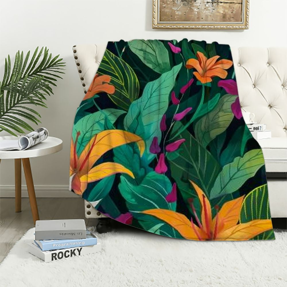 Shiartex Tropical Leaves Print Blanket for Plant Lovers Gift Tropical ...