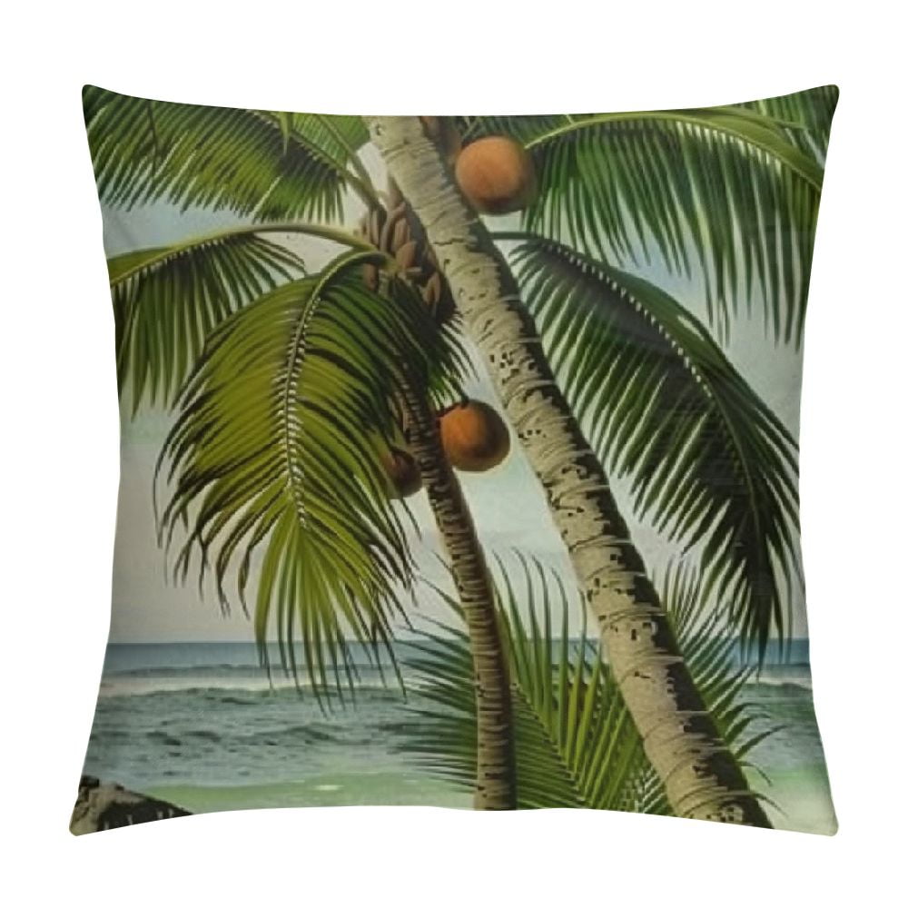 Shiartex Tropical Palm Tree Throw Pillow Covers Vintage Green ...