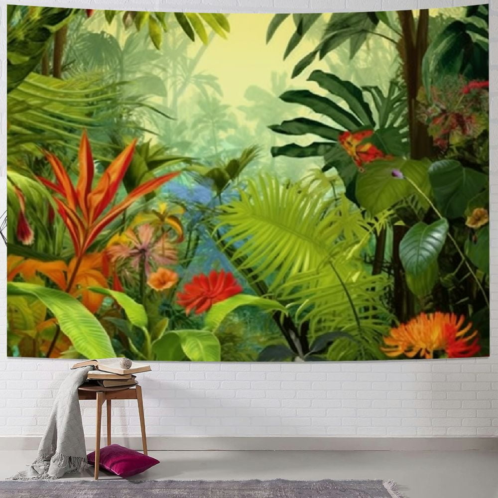 Shiartex Tropical Rainforest Landscape Tapestry, Jungle Tiger Plant ...