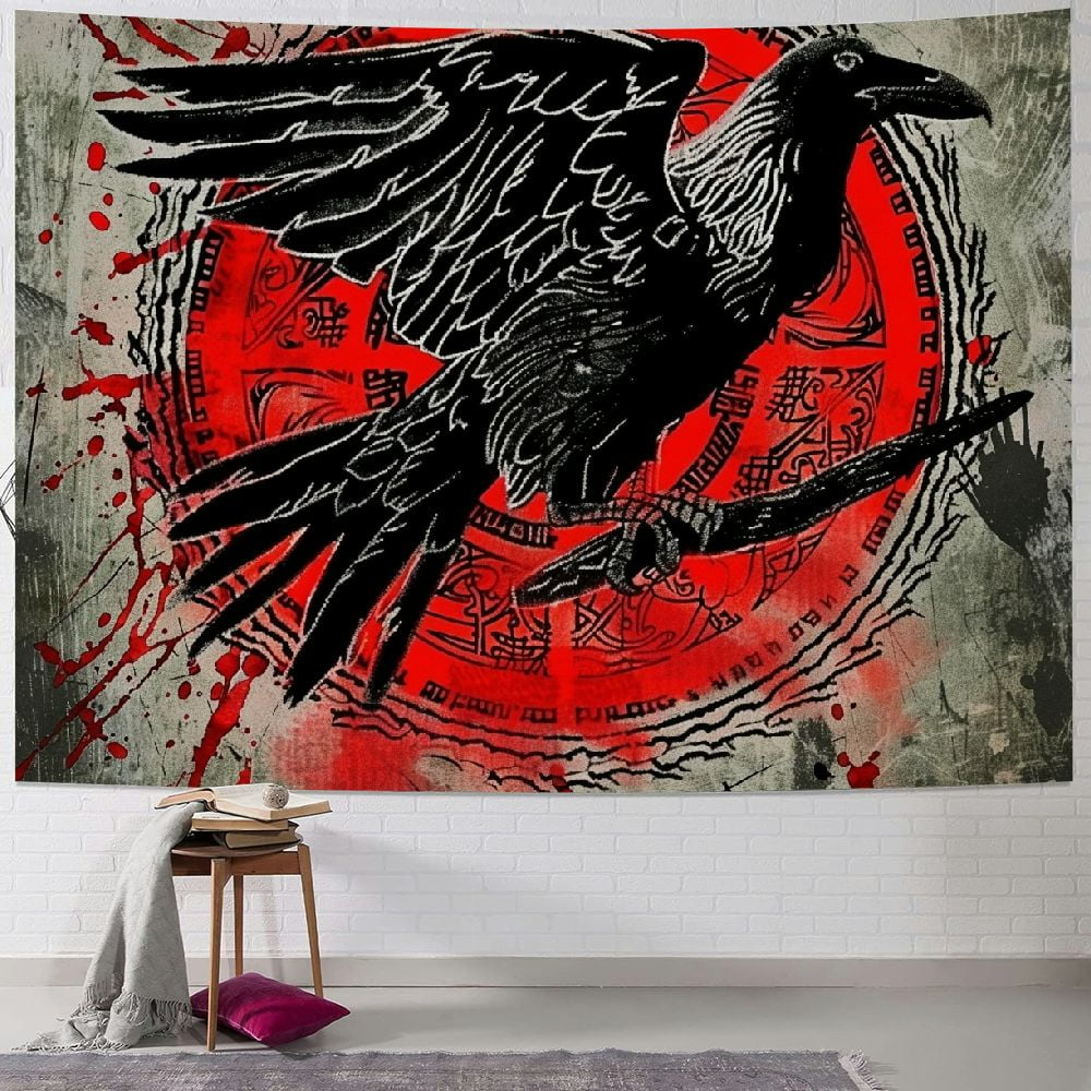 Shiartex Viking Crow Tapestry Ravens in Norse Mythology Wall Tapestries ...