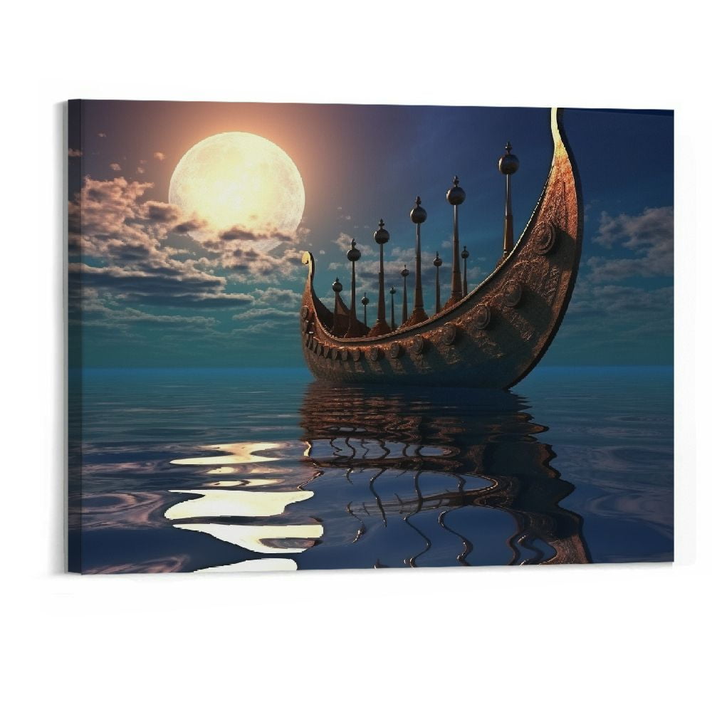 Shiartex Viking Ship Classical Nordic Seascape Oil Painting Poster ...