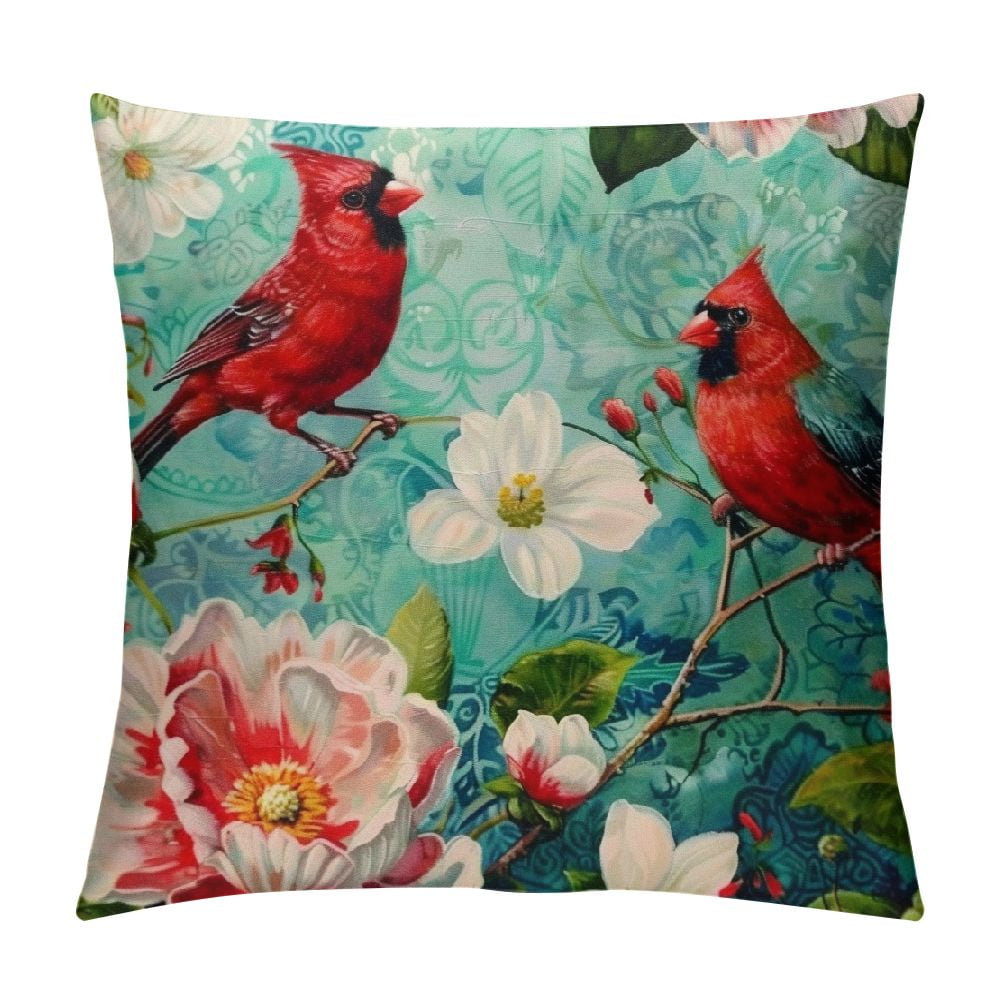 Shiartex Vintage Animal Red Bird Rustic Pillow Covers Fresh Style ...