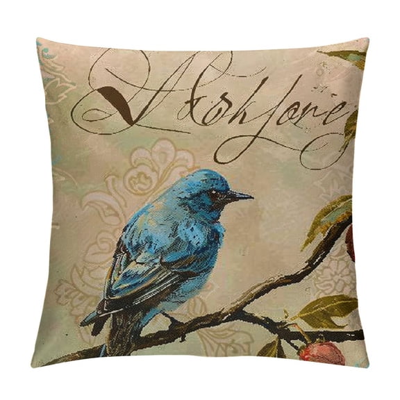SUFAM Set of 4 Pillow Cases Vintage Bird Singing Branch Musical Note ...