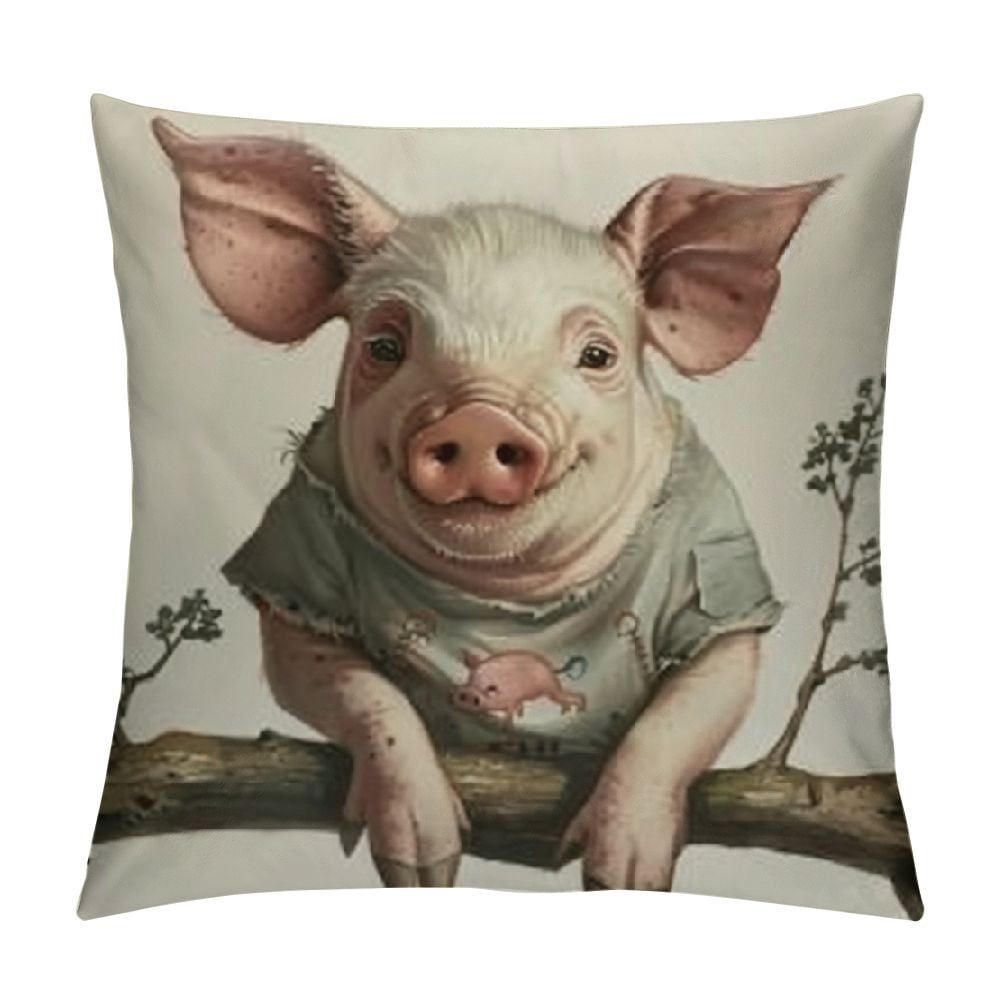 Shiartex Vintage Farmhouse Animals Throw Pillow Covers Rooster Pig ...