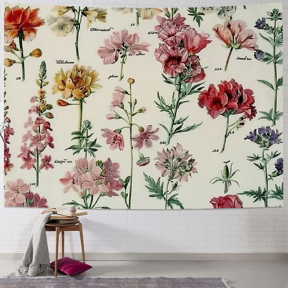 Shiartex Vintage Flowers Tapestry , Long Vertical Wall Hanging ...