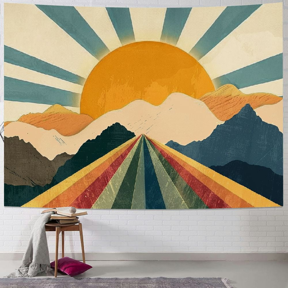 Shiartex Vintage Sun Tapestry for Classroom Rainbow Boho 70s Sunshine ...