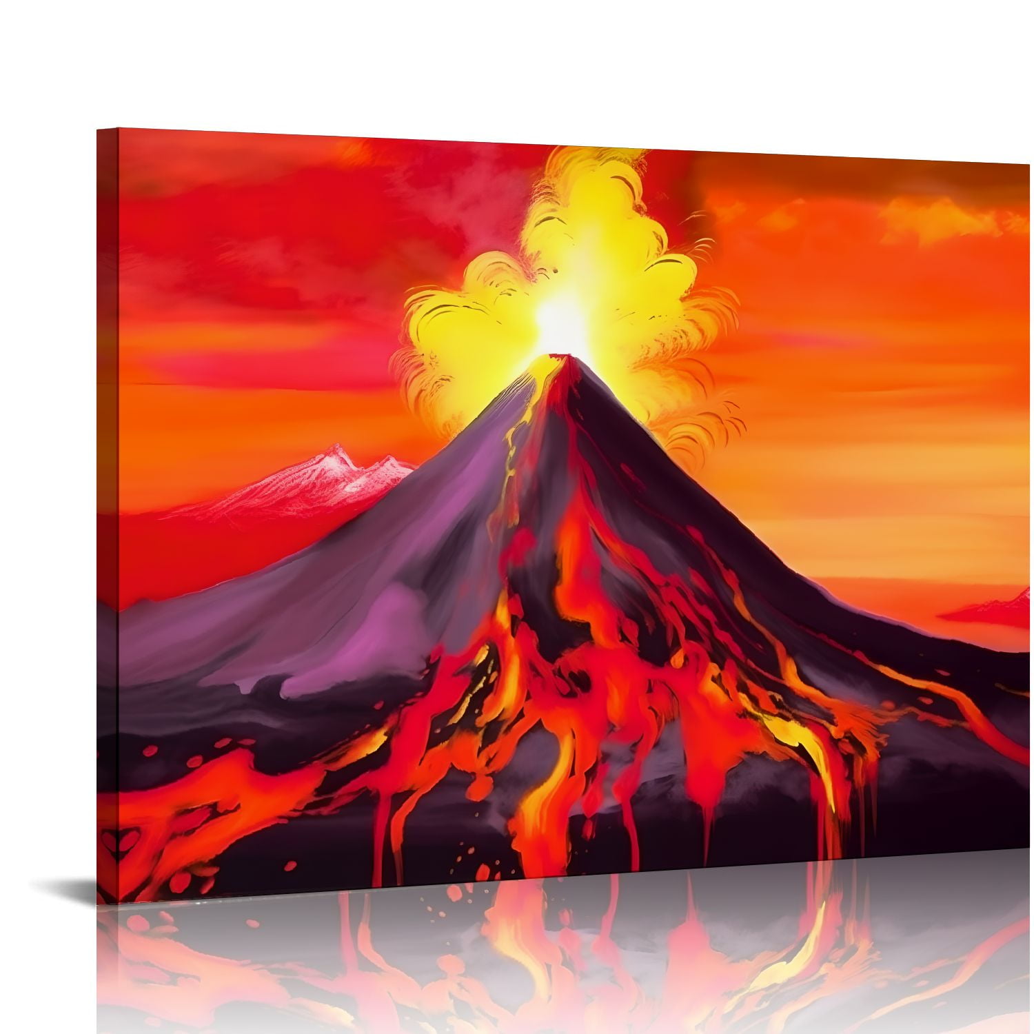 Shiartex Volcano Matte Painting Canvas Wall Art Print Home Decor ...