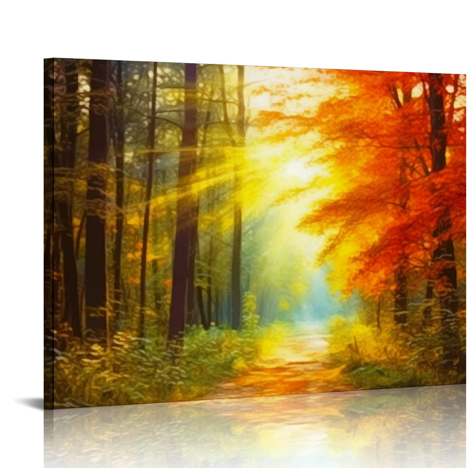 Shiartex Wall Art Autumn Forest Canvas Painting Red Trees Landscape ...