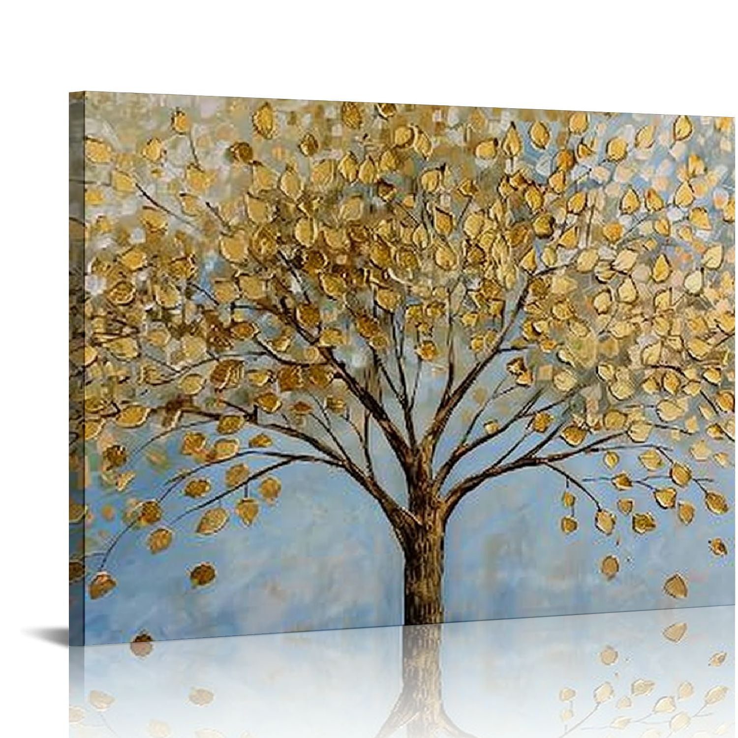 Shiartex Wall Art Gold Abstract Tree of Life Framed Modern Artwork Canvas Painting Textured Tree ...