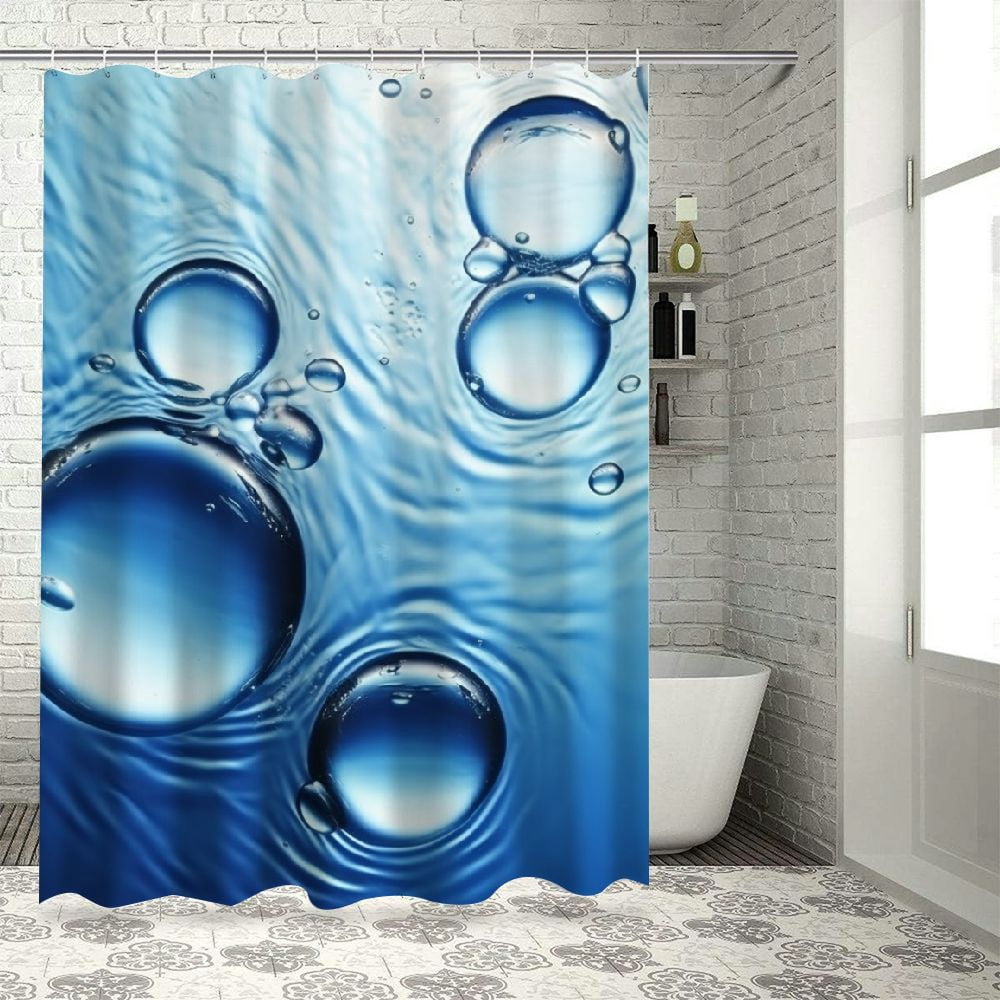 Shiartex Water Droplet Bubbles Printed Shower Curtain 100% Polyester ...