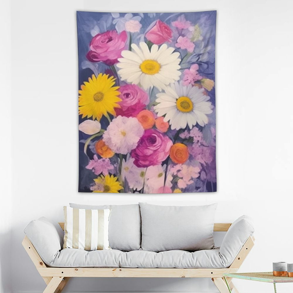 Shiartex Watercolor Flower Tapestry, Bouquet of Rose Daisy and Gerbera ...