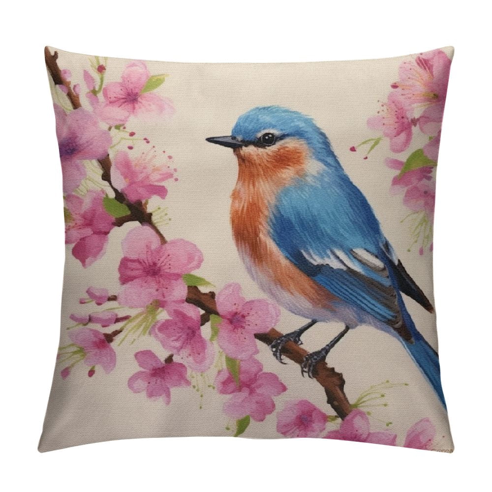 Shiartex Watercolor Painting Throw Pillow Covers Birds On The Tree With ...