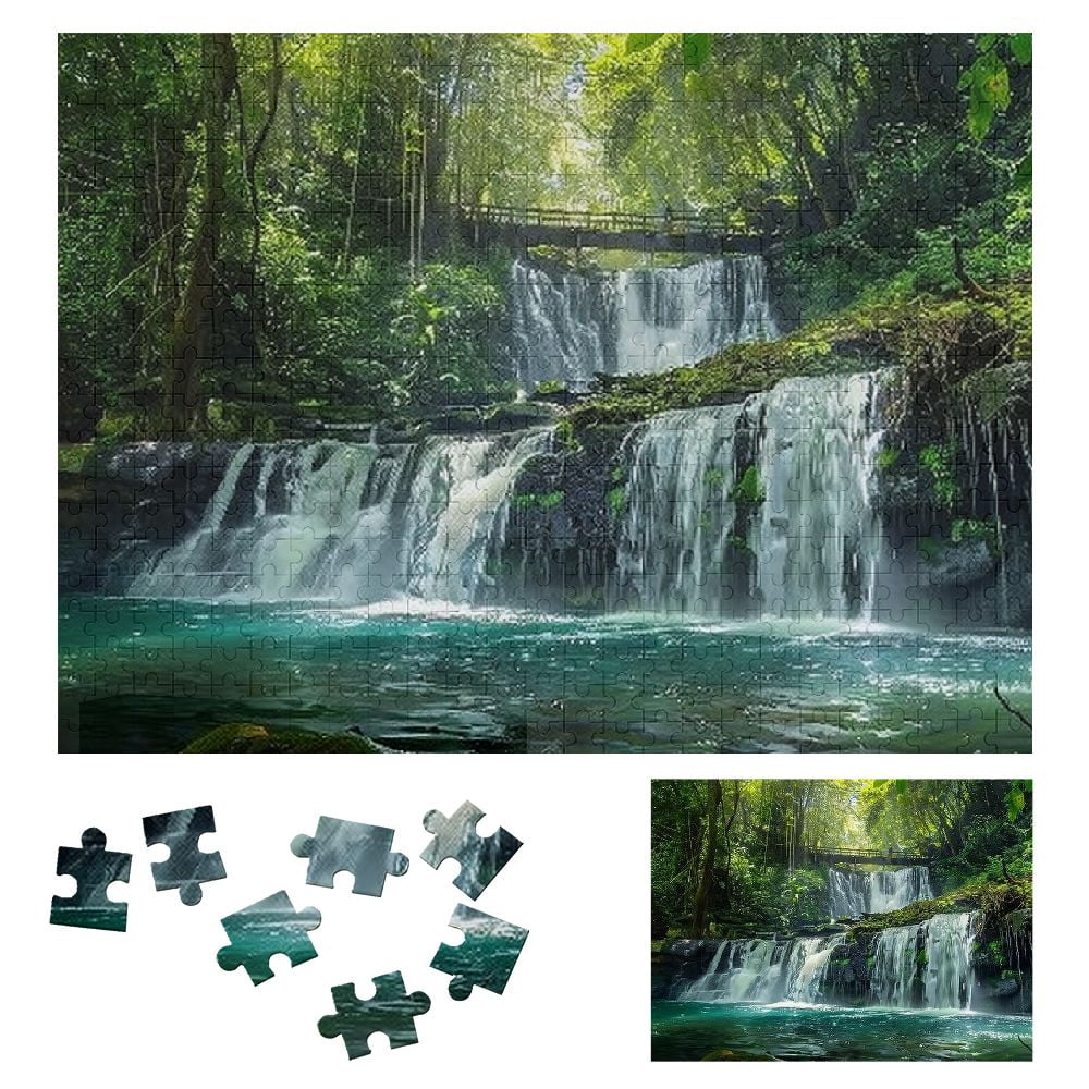 Shiartex Waterfall Forest Bridge Wooden Jigsaw Puzzle for Adults and ...
