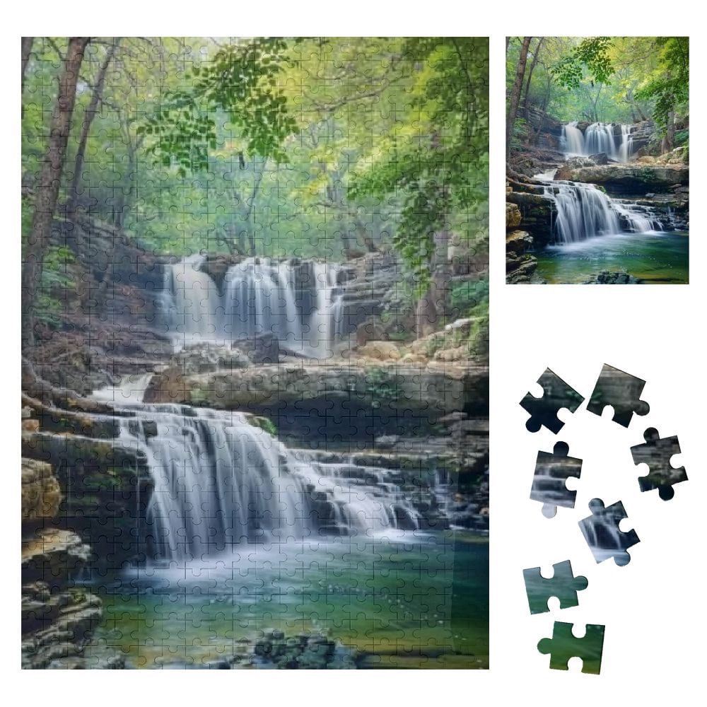 Shiartex Waterfall Forest Stream Wooden Jigsaw Puzzle for Family ...