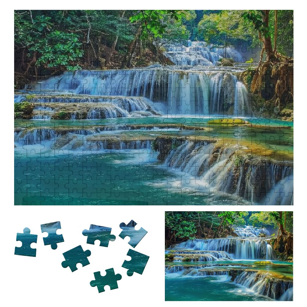 Shiartex Waterfall Trees Blue Pool Wooden Jigsaw Puzzle for Adults and ...
