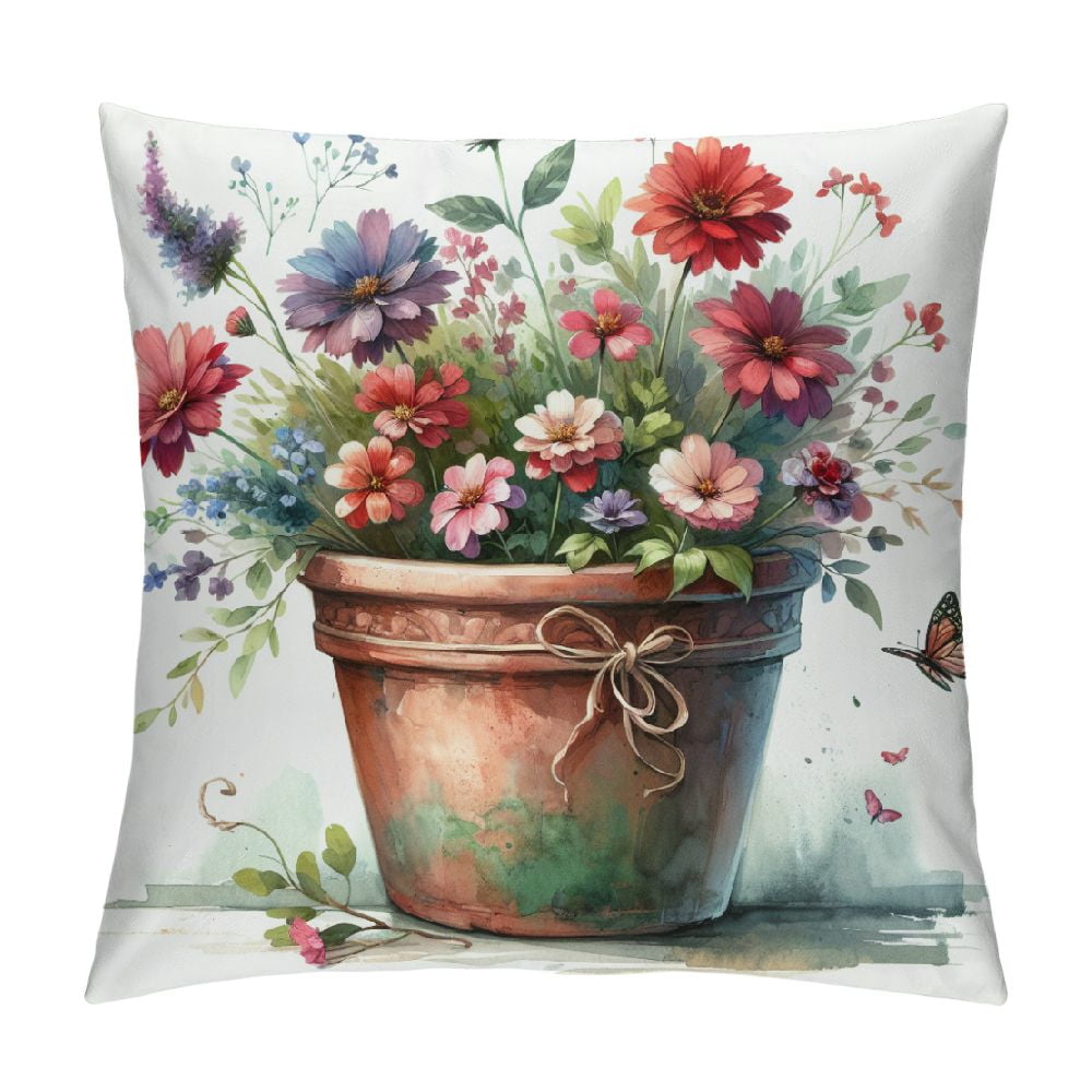 Shiartex Wildflower Spring Throw Pillow Covers 18x18 Inch Outdoor ...