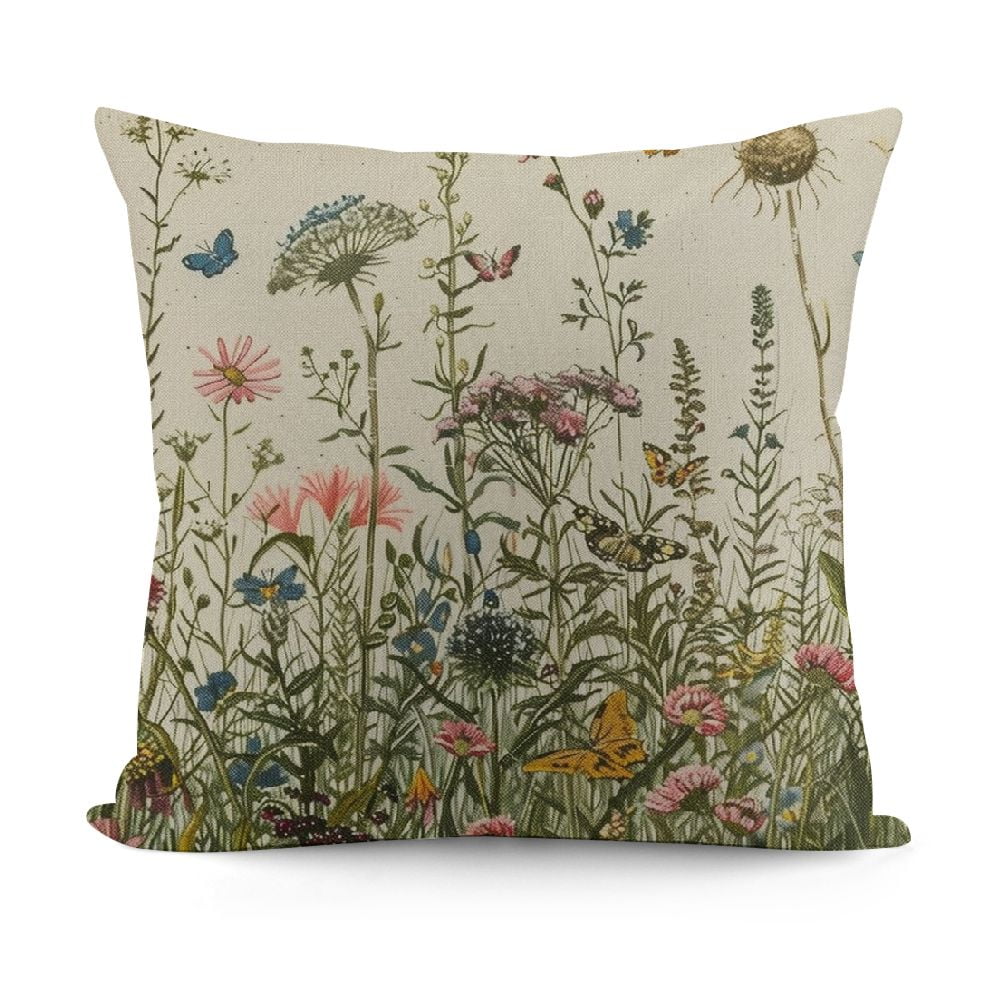 Shiartex Wildflowers Throw Pillow Covers, 18 x 18 Inch Spring Flower ...