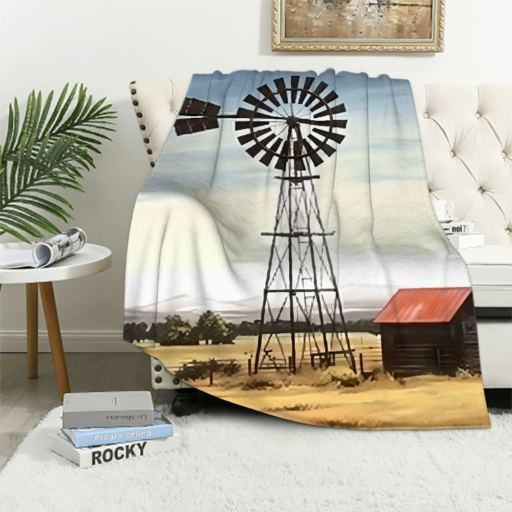 Shiartex Windmill Print Throw Blanket for All Seasons | Lightweight ...