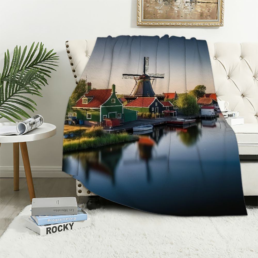 Shiartex Windmill Water Dock Ideal Comfy Throw Blanket Exquisite Gifts ...