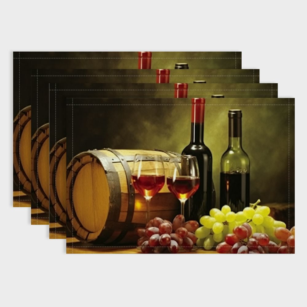 Shiartex Wine Grapes Theme Linen Placemat Set of 4 for Birthday Parties ...