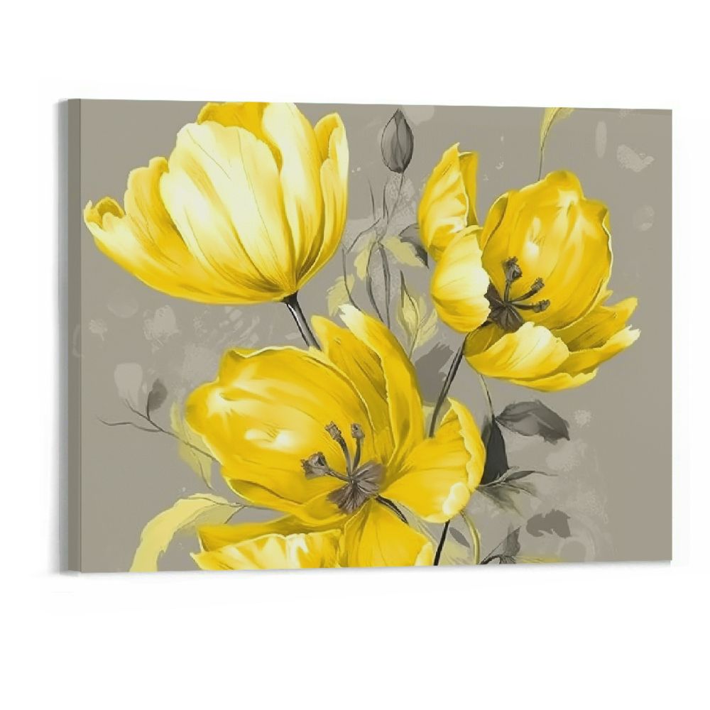 Shiartex Yellow Flowers Canvas Wall Art Picture 20x16in for Living Room ...