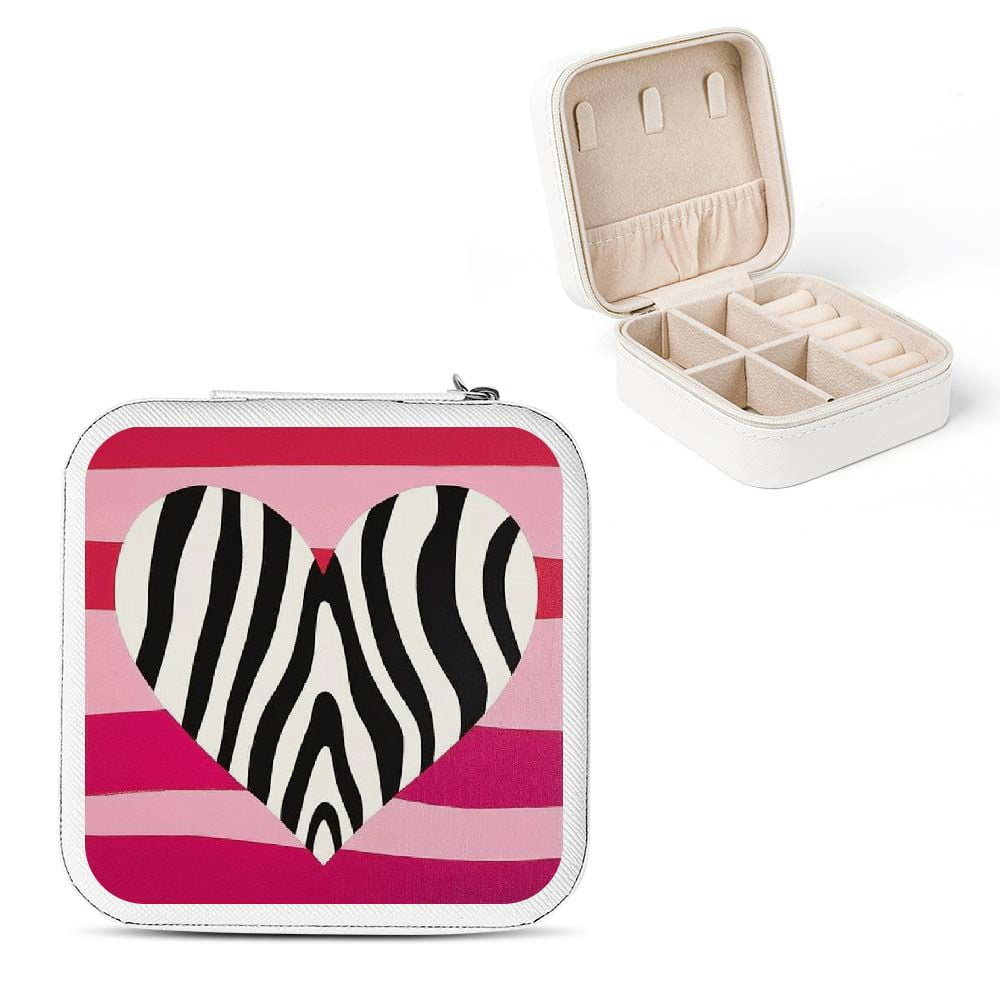 Shiartex Zebra Print Heart Shape Jewelry Storage Box for Necklace Ring ...