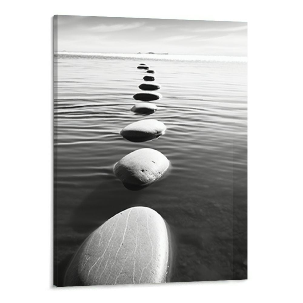 Shiartex - Zen Canvas Wall Art Peaceful Relaxing Grey Zen Stones ...