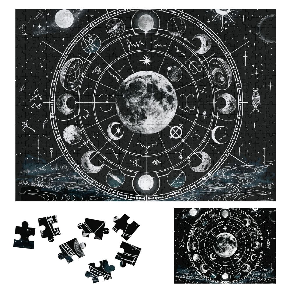 Shiartex Zodiac Sign Moon Phases Symbolism Wooden Jigsaw Puzzle for ...