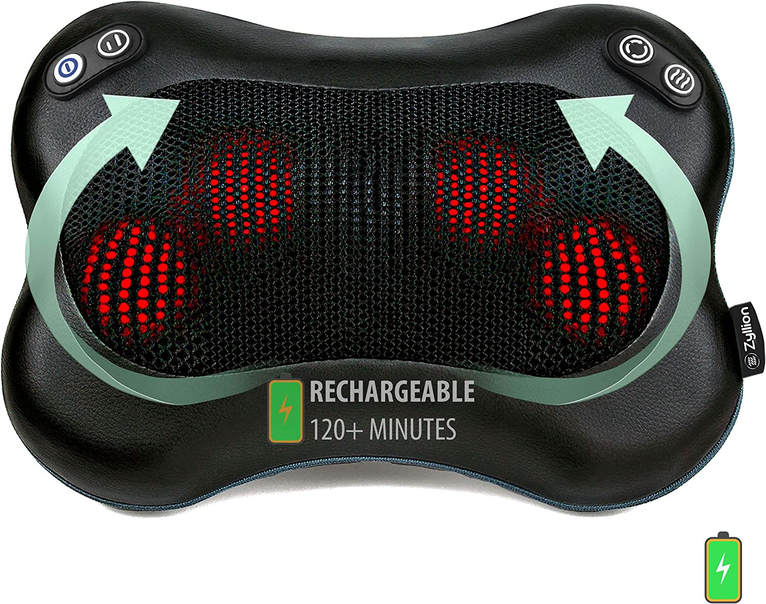 Shiatsu Back and Neck Massager with Heat - Cordless Rechargeable 3D ...
