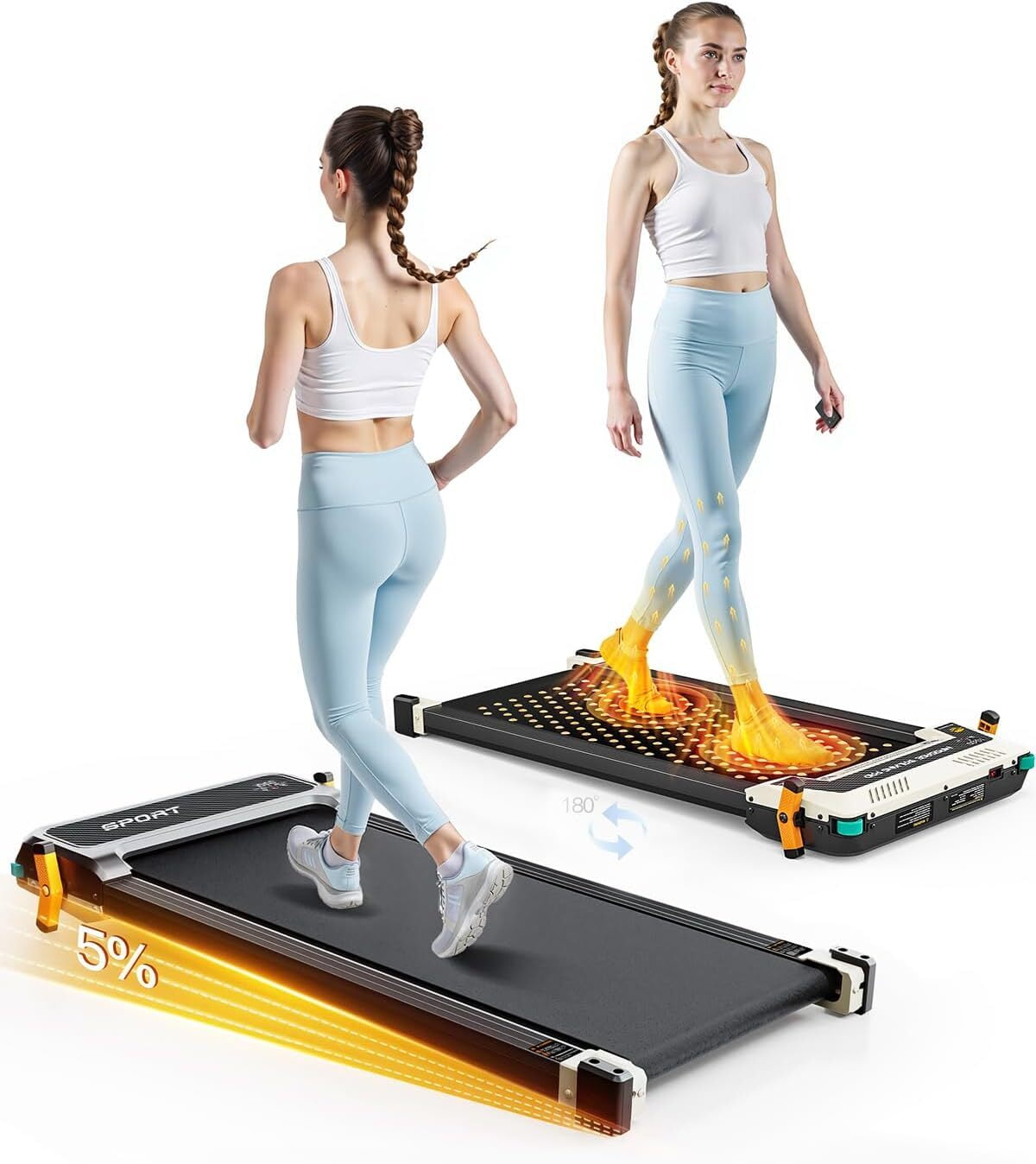 AKLUER 2-in-1 Smart Treadmill, Shiatsu Foot Massage Treadmill, 2.5HP ...