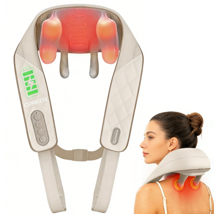 Snailax Shiatsu Neck and Shoulder Massager, Portable Massager with Heat ...